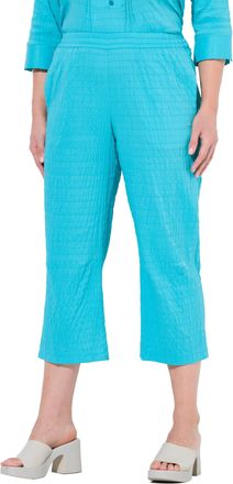 Ulla Popken Damen große Größen Übergrößen Plus Size 7/8-Hose Ruby, geformtes Knie, gerades Bein, Elastikbund tiefes Aqua 48 839528740-48