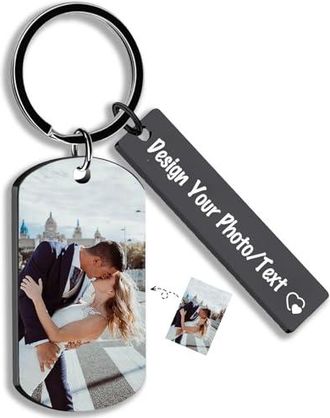 Generic Porte Clef Personnalisable Porte Clef Photo Personnalisation Double Face - Téléchargement Une Image, Ajout De Texte Cadeau Saint Valentin Homme Cadeau