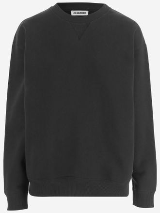 Jil Sander Womens Crew-Neck Cotton Sweatshirt Black Knitwear Sweater