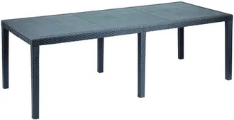 Dmora Table dext&eacute;rieur Dmanz, Table &agrave; manger rectangulaire extensible, Table de jardin extensible effet rotin, 100% Made in Italy, 150x90h72 cm, Marron