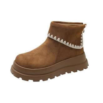 Generic Bottines pour femme - Coupe large - Style d&eacute;contract&eacute; - &Eacute;l&eacute;gantes - Bout rond - Semelle &eacute;paisse - Fermeture &eacute;clair dans le dos - Confortables et chaud