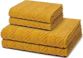 ROSS 4 teiliges Frottier-Set - Sensual Skin - Zopf-Muster (2 X Handtuch 2 X Duschtuch im Set) - 500 g/m2 - Baumwolle - Walkfrottee - saugstark - weich und 