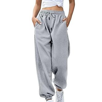 Generic Shffuw Pantalon Femme de Jogging, Large Jogging Pantalons, Coton Confortable Casual Ample Sport Baggy Femme, Running Fitness Training &Eacute;lastique Taille