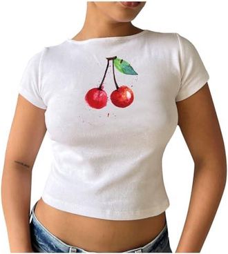 Generic 2025 Demi-chemises courtes pour femmes Y2K entra&icirc;nement &eacute;t&eacute; t-shirt ample tendance graphique d&eacute;contract&eacute; mignon &agrave; manches courtes tendance T-shirts &agrave; 