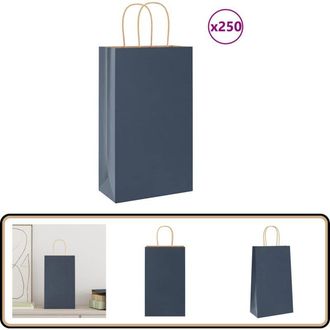 vidaXL vidaXL Papiertragetaschen 250 Stk. mit Henkeln Blau 21x11x36 cm