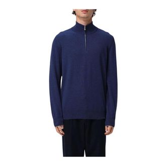 Brunello Cucinelli Homme, Pulls, Bleu, Taille: S Pull Tricot Demi-Zip