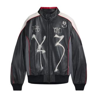Yohji Yamamoto GFX Lederjacke - - Jackets - Herren - Schwarzk - S