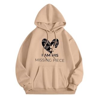 Generic Pull &agrave; capuche imprim&eacute; pour homme et femme avec le m&ecirc;me couple., kaki, XXL