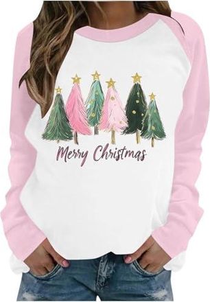 Generic Sweatshirts de No&euml;l pour femmes, mignons, motif arbre de No&euml;l, sweatshirt &agrave; col ras du cou, ample, d&eacute;contract&eacute;, &agrave; manches longues, hauts &agrave; col rond 20