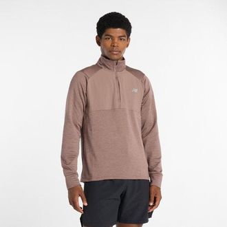 New Balance Herren Athletics Heat Grid 1/2 Zip in Grün, Poly-Strick, Größe 2XL
