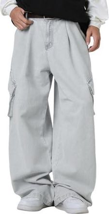 Generic Jean Homme Jeans Homme Jean Homme Regular Confortable Classique Workwear D&eacute;lav&eacute; D&eacute;chir&eacute; Poches Utilitaires Lat&eacute;rales - Stretch Confortable pour Usage 