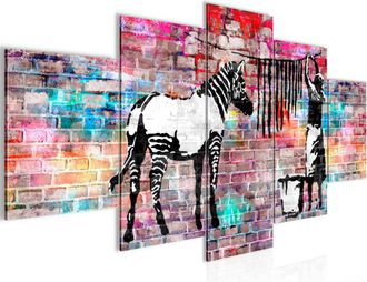 Runa Art Bilder Banksy Washing Zebra 200 x 100 cm 5 Teilig XXL Wanddekoration Design Bunt 012951c
