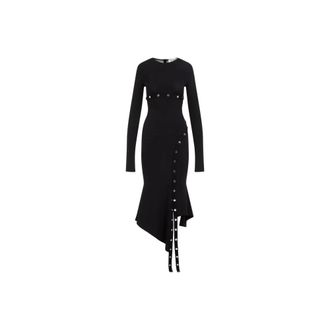 The Attico Asymmetrisches Midikleid mit Knopfdetails - - Dresses - Damen - Schwarzk - S