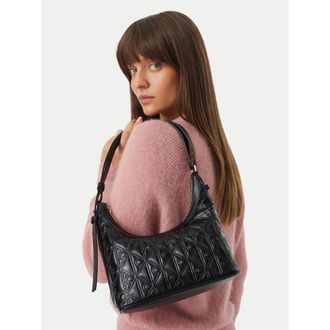 Calvin Klein Handtasche Calvin Klein Emblem Aop Debossed Shoulder Bag LV04F3874G Schwarz