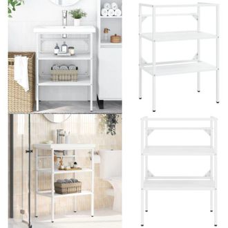 vidaXL Badezimmer Waschtischgestell Wei&szlig; 59x38x83 cm Eisen - Badezimmerm&ouml;bel - Waschtischgestell - Eisenregal - Unterw&auml;scheaufbewahrung