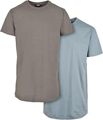 Urban Classics Shaped Long Tee 2-Pack T-Shirt, Asphalt/Dustyblue, S (Lot de 2) Homme