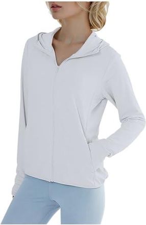 Generic Veste &agrave; capuche pour femme 2026 couleur pure avec protection solaire | Capuche respirante avec cordon de serrage pour la course &agrave; pied, le cyclisme, l