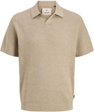 Jack & Jones Jprbluwilbert Knit Split Neck, Beige, M Hommes