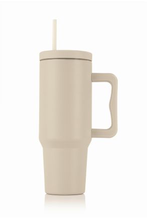 Gourmetmaxx Gourmetmaxx Thermobecher Gourmetmaxx, Beige, Metall, Kunststoff, 1,2 L, doppelwandig, abnehmbarer Deckel, h&auml;lt warm, kalt, Kaffee & Tee, Tassen, Therm