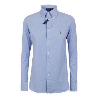 Polo Ralph Lauren Femme, Blouses et Chemises, Bleu, Taille: 44 FR Haut Tricot&eacute; &agrave; Manches Longues Bleu