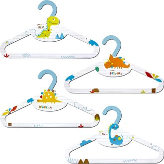 Dalber KinderKleiderbügel, Kinderbügel, Kleiderbügel Kinder, Dinos Dinosaurier, Weiß, Pack 8 STK. (2 x Modell) - 31 x 18 cm