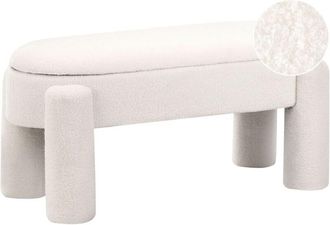 Beliani Beliani - Banc de Rangement Moderne en Bouclé Rembourré Meuble de Chambre Salon Blanc Cassé Oakley