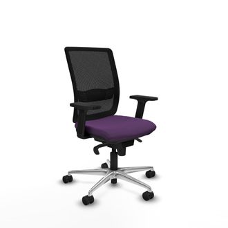 Piqueras y Crespo B&uuml;rostuhl aus Stoff, h&ouml;henverstellbar, mit Axt-Rollen mit 2D-Armen, h&ouml;henverstellbare Lendenwirbelst&uuml;tze, mit 5 Positionen, Schwarz/Violett