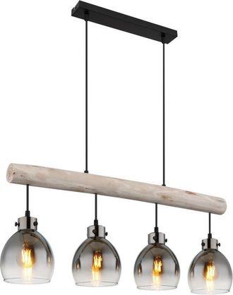 Globo Lighting Globo Ryan Plafonnier suspendu Dome Bar, abat-jour en verre fum&eacute; noir mat, 4 ampoules E27