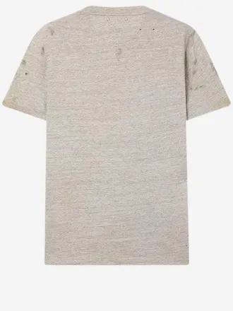 Golden Goose Mens Cotton T-Shirt With Logo Print Grey T-Shirts And Polos