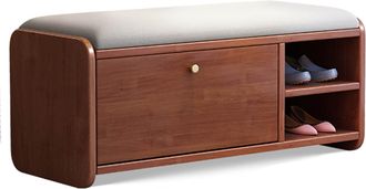 Generic Schuhschrank Mit 2 Klappschubladen Und 2 Regalen, Gepolsterte Eingangsbank Mit Massivholzrahmen (39 X 12 X 18 Zoll)(A)