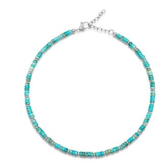 Nialaya Femme, Accessoires, Gris, Taille: 3Xs/2Xs Heishi Turquoise Choker with Silver