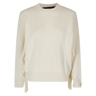 Federica Tosi Rundhals-Strickpullover M/L mit Fransen - - Knitwear - Damen - Wei&szlig; - M