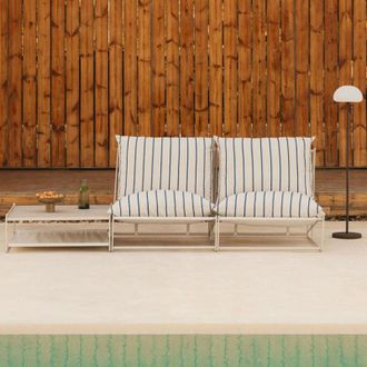 Sklum Amaro 2-teiliges modulares Gartenset mit Sofa und umwandelbarem Beistelltisch Braun Tapioca - Dunkelblau - Sklum