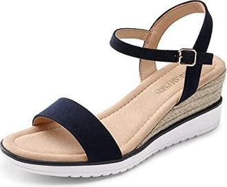 Dream Pairs Espadrilles À Bout Ouvert pour Femme Sandales Élégantes À Plateforme,Size 39,Marine,SDPW2342W-E