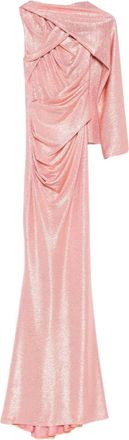 Talbot Runhof robe drapée à une épaule - Rose