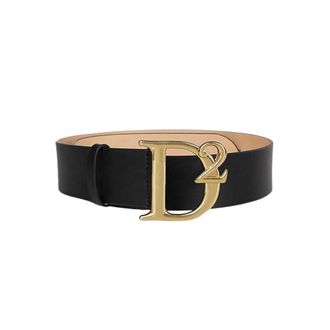 Dsquared2 Lederg&uuml;rtel mit goldener D2-Schnalle - - Accessories - Damen - Schwarzk - 70 CM
