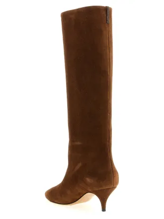 Fabiana Filippi Suede Kitten-Heel Boot - Brown