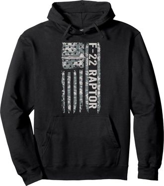 The Salty Veteran F22 Raptor Amerikanische Flagge Milit&auml;r Camo F22 Raptor Pullover Hoodie