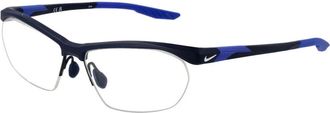 Nike Homme, Accessoires, Noir, Taille: ONE Size Lunettes Bleues en Acier Inoxydable Demi-Cercl&eacute;es