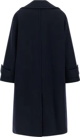 Chlo&eacute; Double-Breasted Virgin Wool Coat - Navy