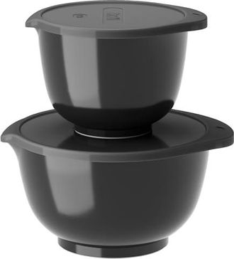 Rosti Mepal Margrethe Set de 2 Bols Mélangeurs en Plastique - 2 Couvercles Inclus - Saladiers Hermétiques - 1,5 Litres et 3 Litres, Edition Noir