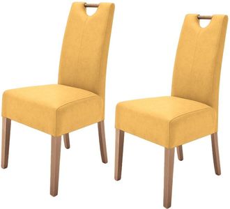 Roomscape home24 Polsterstuhl Alessia II 2er-Set 47 x 99 x 59cm Gelb/Curry/Eiche Massiv
