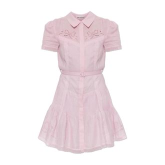 Self Portrait Hemdkleid mit G&uuml;rtel - - Dresses - Damen - Rosa - S