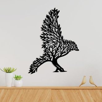 Hanah Home Stylish Black Decorative Metal Wall Accessory, 55 x 42 cm | 100% Metal, 1.5 mm Thickness | Lightweight & Modern Design for Home Decor