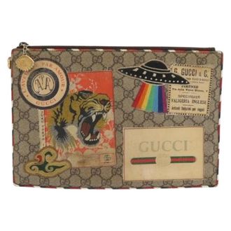 Gucci Pre-owned Gg Supreme Courier Clutch Bag - Femme - Pre-owned - Beige - Taille: ONE Size