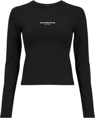 Alexander Wang Top col rond &agrave; logo en coton m&eacute;lang&eacute;