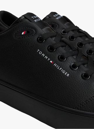 Tommy Hilfiger gemischte Leder -Turnschuhe - schwarz