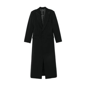 Amen Schwarzer Mantel mit steigendem Revers - - Coats - Damen - Schwarzk - XL