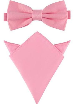 Ladeheid Ensemble Noeud Papillon & Pochette Costume Homme M/P (12cm x 6cm, 22cm x 22cm, Rose)