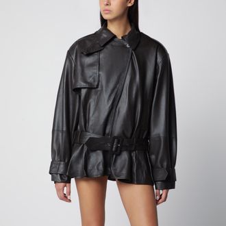 Rotate Bikerjacke aus Lammleder in Dunkelbraun